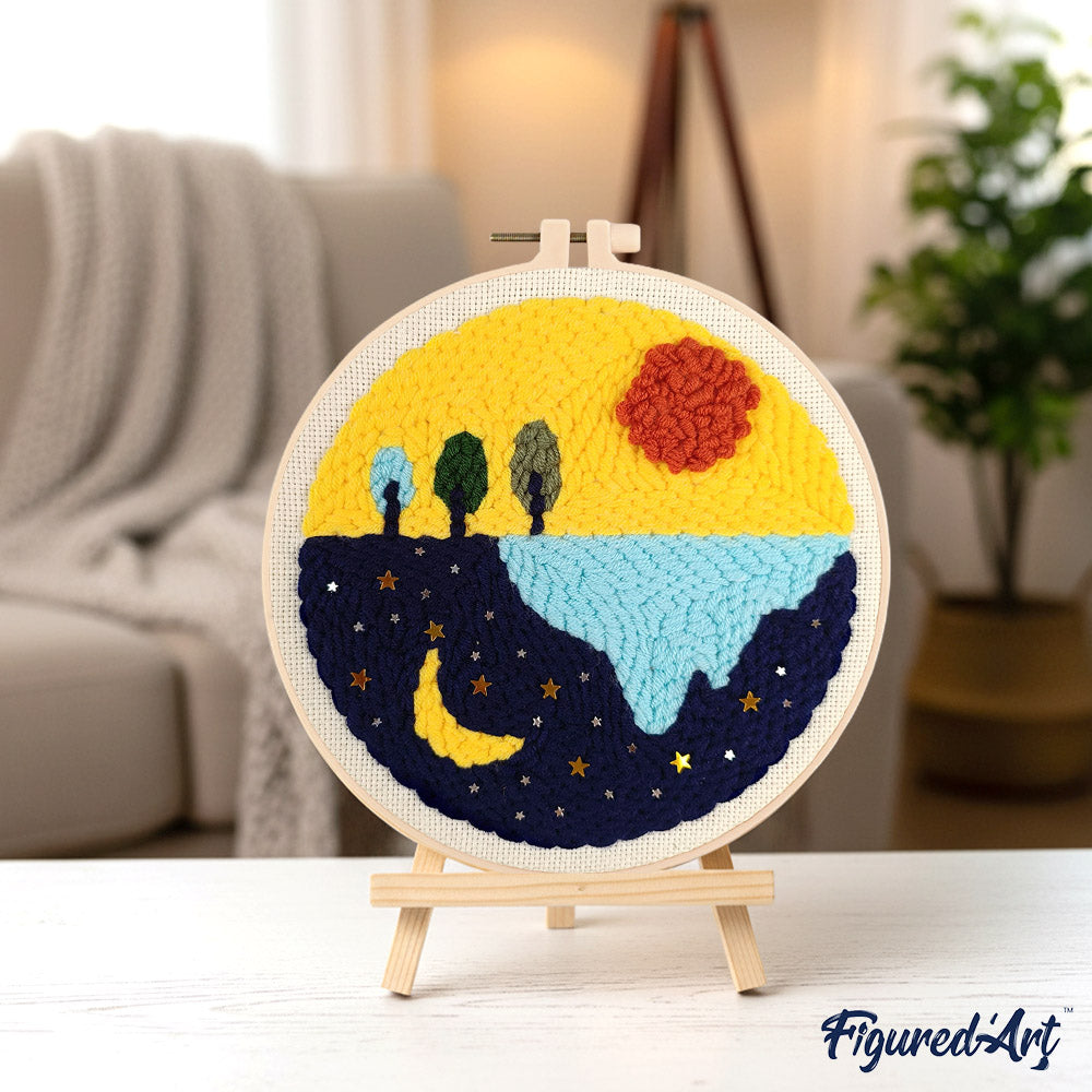 Punch Needle pakket Zon en maan – Figured'Art