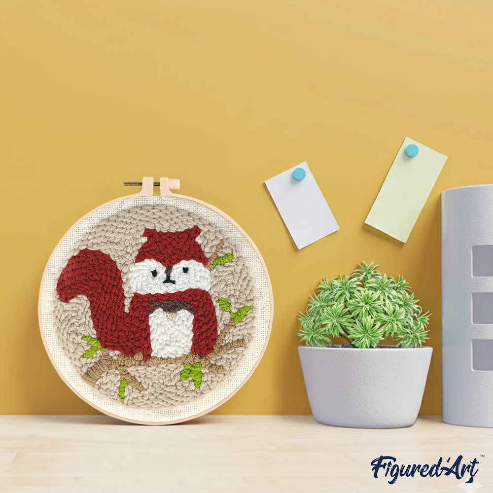 Punch Needle pakket Schattige eekhoorn – Figured'Art