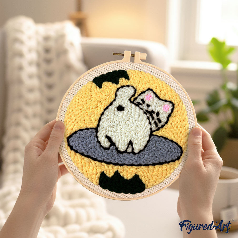 Punch Needle pakket Speelse kat – Figured'Art