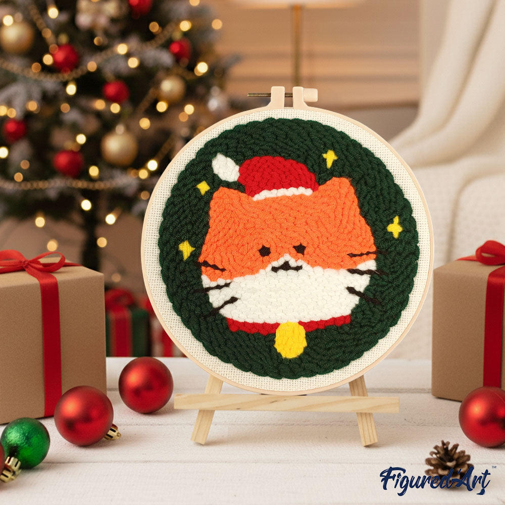 Punch Needle pakket Kerstkat – Figured'Art