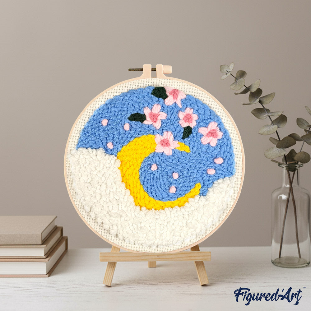 Punch Needle pakket Kersenbloesem en de maan – Figured'Art