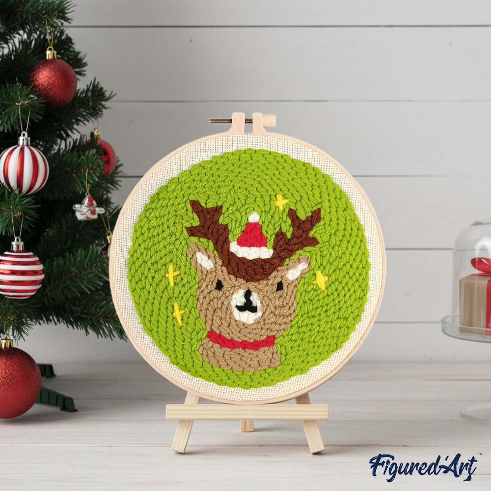 Punch Needle pakket Kerstrendier – Figured'Art