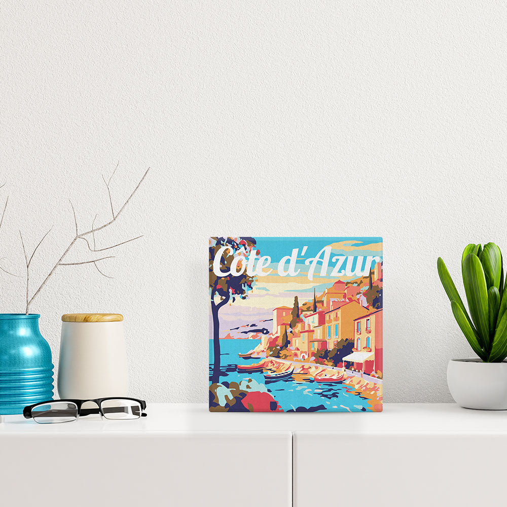 Mini Schilderen op Nummer met Frame - Reisposter Cote d'Azur – Figured'Art