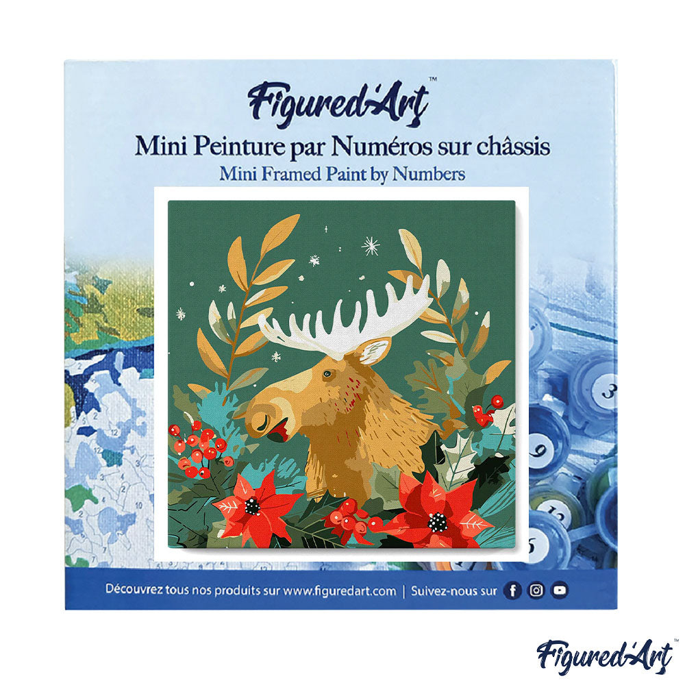 Mini Schilderen op Nummer met Frame - Kerst eland – Figured'Art