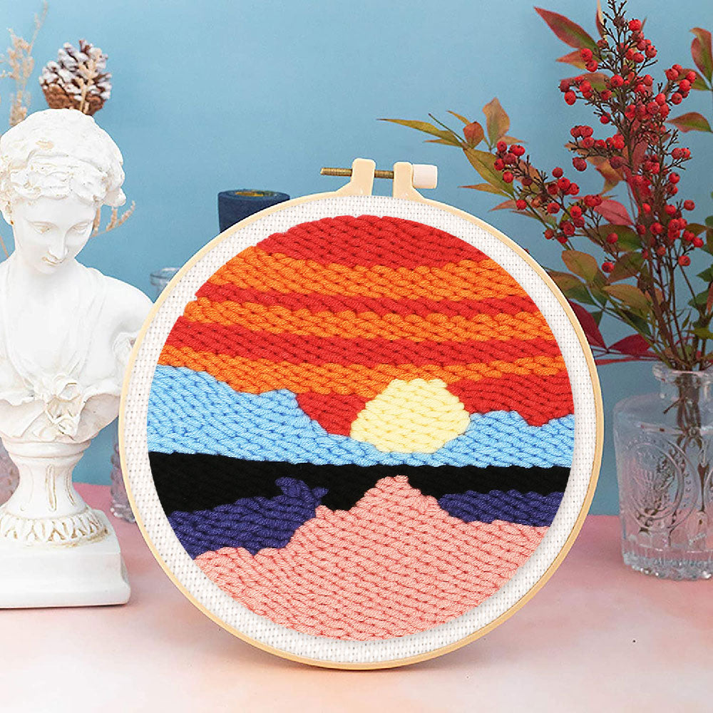 Punch Needle pakket Oceaan bij Zonsondergang – Figured'Art
