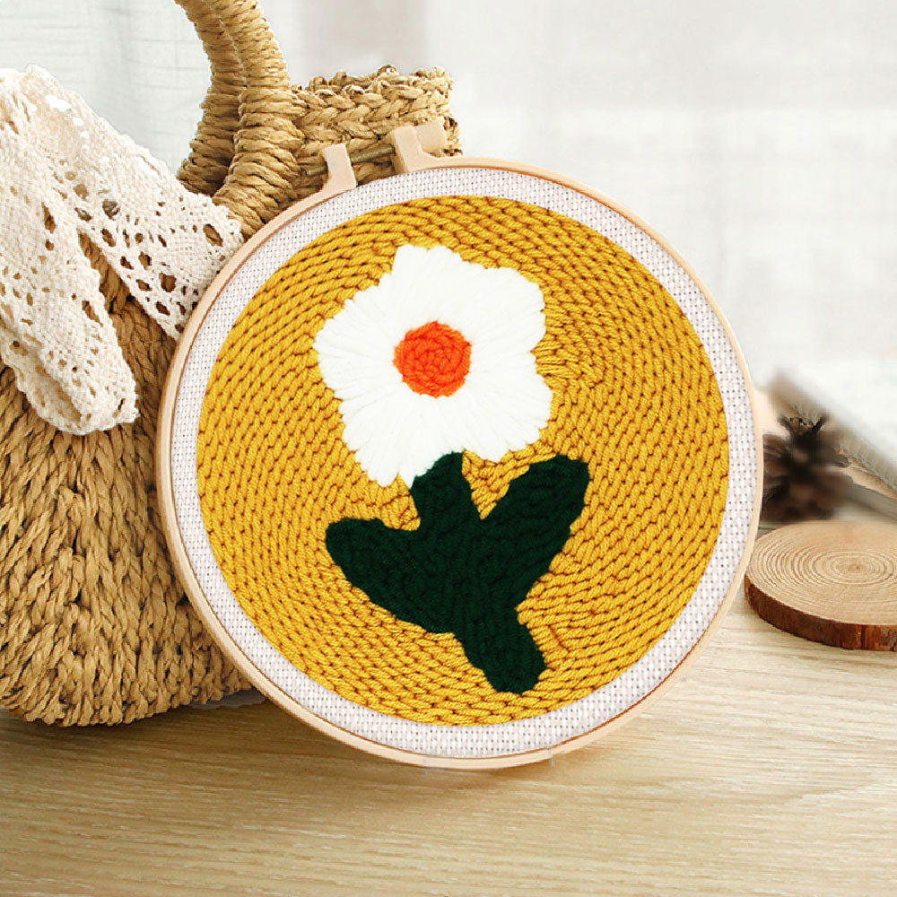 Punch Needle pakket Mooie witte bloem – Figured'Art