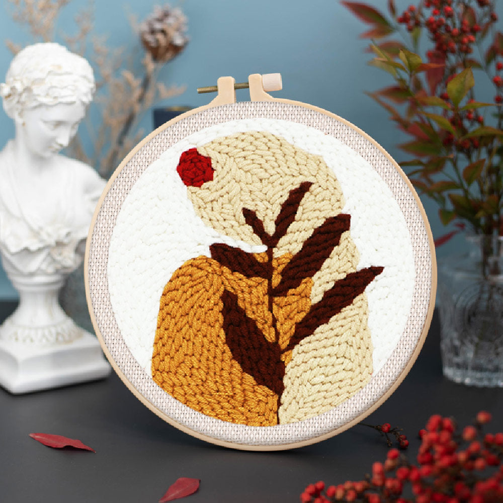 Punch Needle pakket Blad en rode zon – Figured'Art