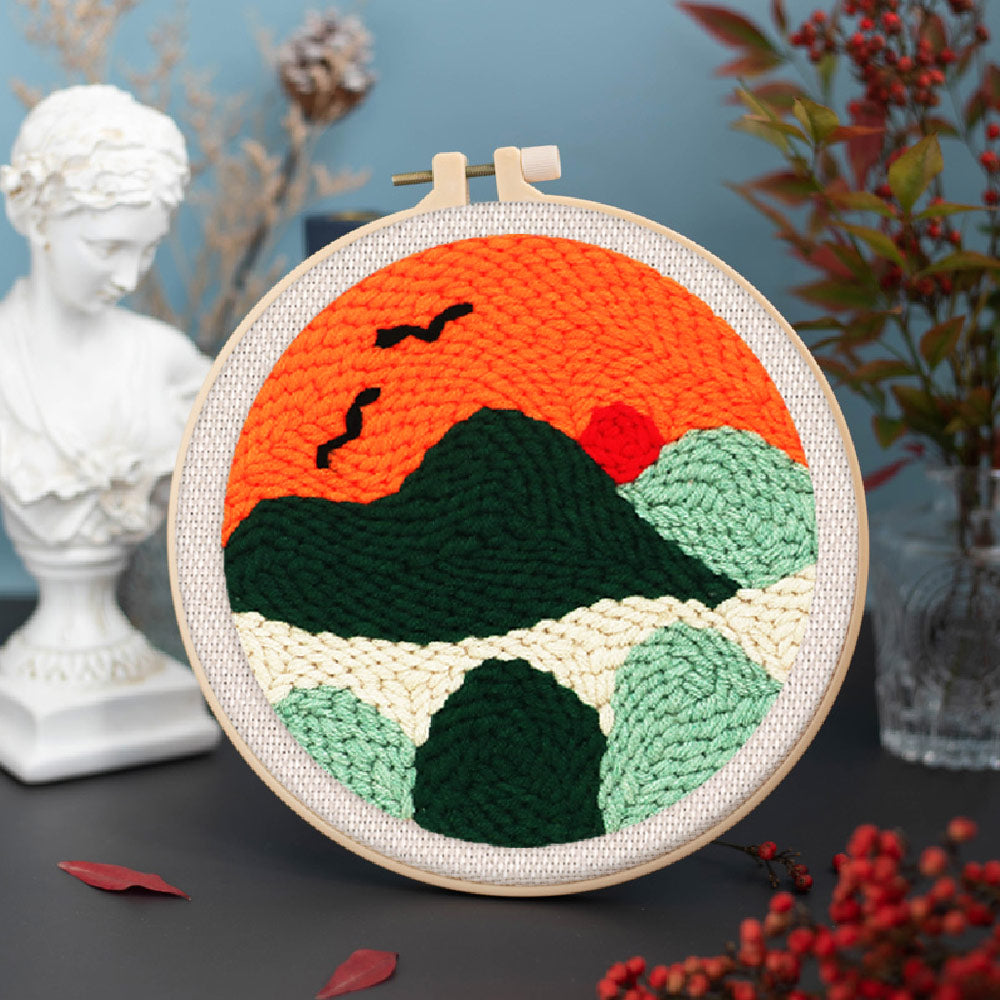 Punch Needle pakket Oranje zonsondergang – Figured'Art