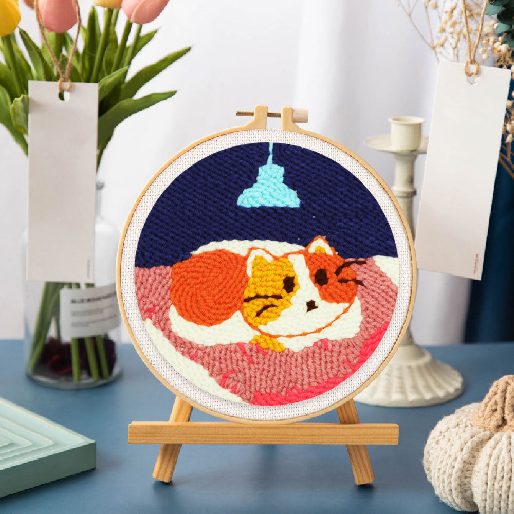 Punch Needle pakket Een kat in zijn bed – Figured'Art
