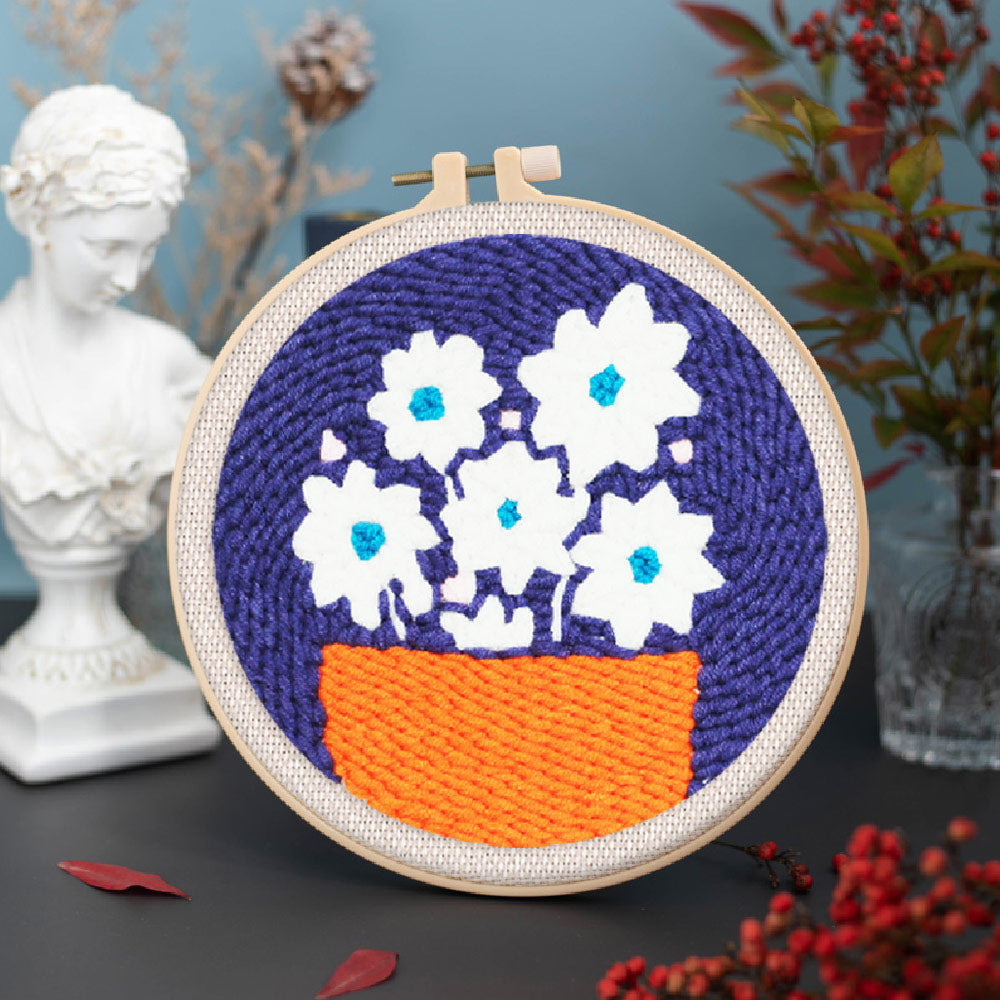 Punch Needle pakket Witte bloemen – Figured'Art