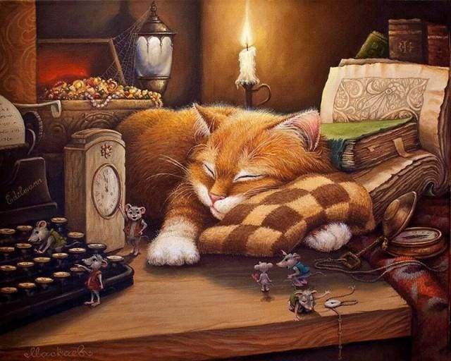 Schilderen op Nummer - Luie kat – Figured'Art